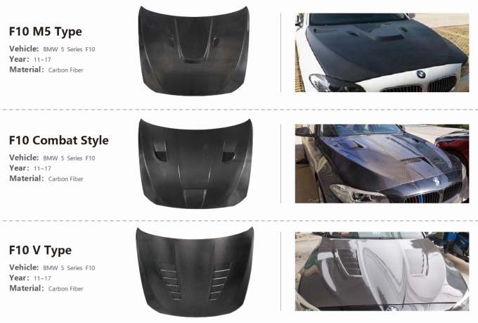 Steel / Aluminum Carbon Fiber Hood For BMW F10 Body Kit 5 Series 2011 ...